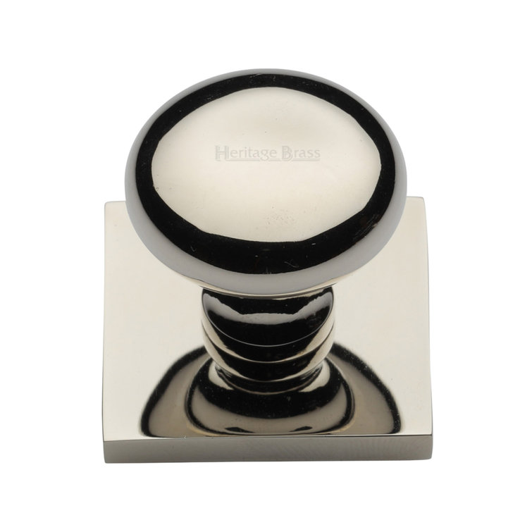 Heritage Brass Cabinet Knob Victorian Round Design with Square Backplate | Wayfair.co.uk
